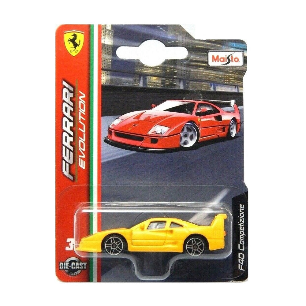 דגם מכונית פרארי אף 40 צהובה | Yellow Ferrari F40 1:64 Maisto – פלאנט איקס | Planet X